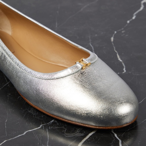 Chloe | Shoes | Chloe Marcie Ballerina Silver Metallic Leather Ballet ...